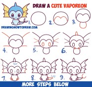 How To Draw Cute Kawaii Chibi Vaporeon From Pokemon Easy Step By Step How To Draw Cute Kawaii Chibi Vaporeon From Pokemon Easy Step By Step