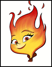 How to Draw Disney's Pixar's Elemental Cartoon Characters