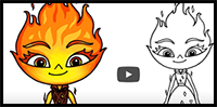 How to Draw Disney's Pixar's Elemental Cartoon Characters