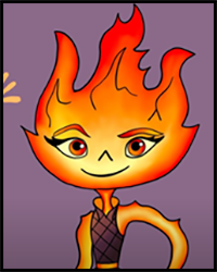 How to Draw Disney's Pixar's Elemental Cartoon Characters