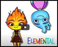 How to Draw Disney's Pixar's Elemental Cartoon Characters