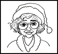 How to Draw Mrs. Claus with Easy Step by Step Winter & Xmas Drawing ...