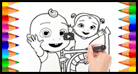 How to Draw Cocomelon Characters with Drawing Cartoons Lessons & Tutorials for Kids & Children