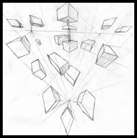 Multiple Point Curvilinear Perspective Drawing Lessons : How to Draw ...