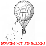 Hot Air Balloon Drawing : How to Draw Hot Air Balloons with Easy Step ...