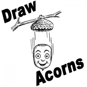 How to Draw Acorns Falling from Oak Tree Branch with Easy Drawing ...
