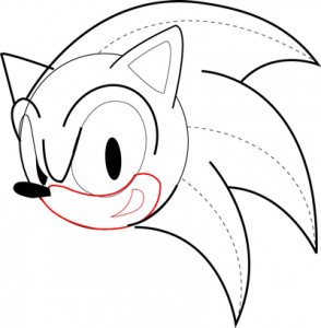 Step 4 : Drawing Sonic’s Face – How to Draw Step by Step Drawing Tutorials