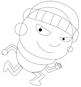 How to Draw Cartoon Thief Prowling in Easy Step by Step Drawing Lesson ...