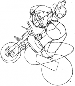 How to Draw Mario Riding a Bike from Mario Kart Wii Drawing Tutorial ...