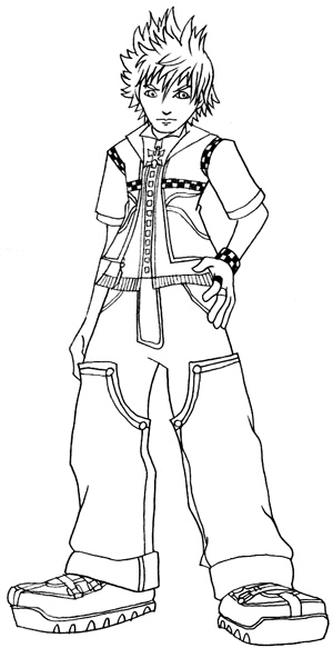 Kingdom Hearts Coloring Pages Roxas