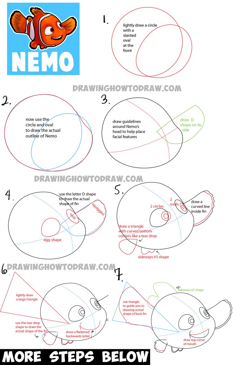 How to Draw Nemo from Disney’s Finding Nemo with Easy Step by Step ...