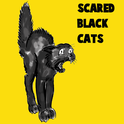 Cartoon Scared Black Cat