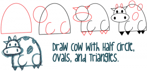 Big Guide to Drawing Cartoon Cows with Basic Shapes for Kids – How to ...