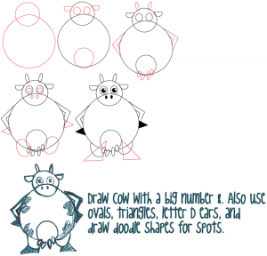 Big Guide to Drawing Cartoon Cows with Basic Shapes for Kids – How to ...