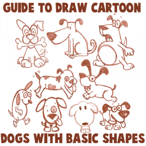 Big Guide to Drawing Cartoon Dogs & Puppies with Basic Shapes for Kids ...