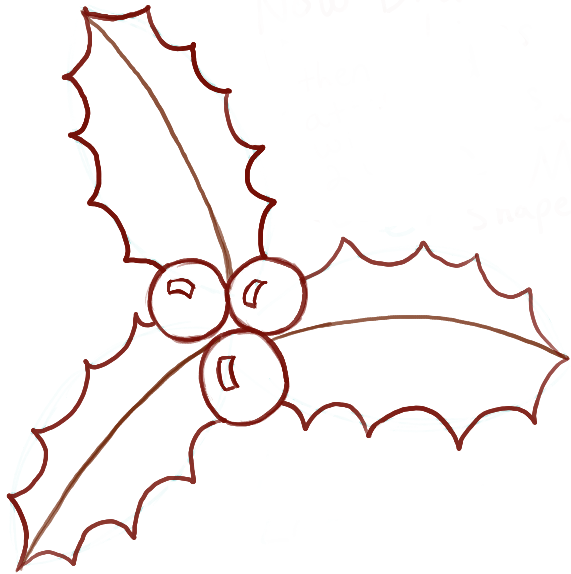 Christmas Holly Leaf Outline