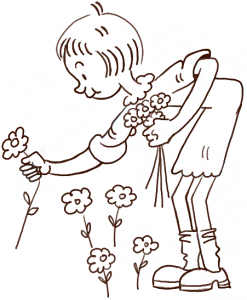 How to Draw a Girl Picking Flowers for Valentines Day or Mothers Day ...