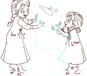 How to Draw Princess Anna and Elsa Building a Snowman from Frozen – How ...