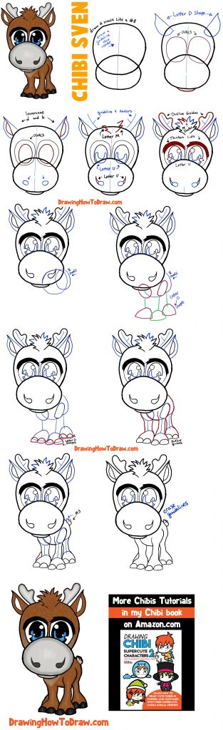 How to Draw Baby Chibi Sven from Frozen in Easy Steps Drawing Tutorial ...