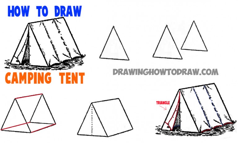 How to Draw Tents – Easy Step by Step Drawing Tutorial for Camping Gear ...