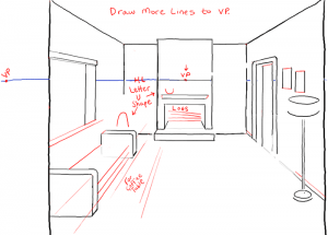 How to Draw a Room with Perspective Drawing Tutorial of a Living Room ...