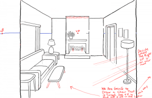 How to Draw a Room with Perspective Drawing Tutorial of a Living Room ...