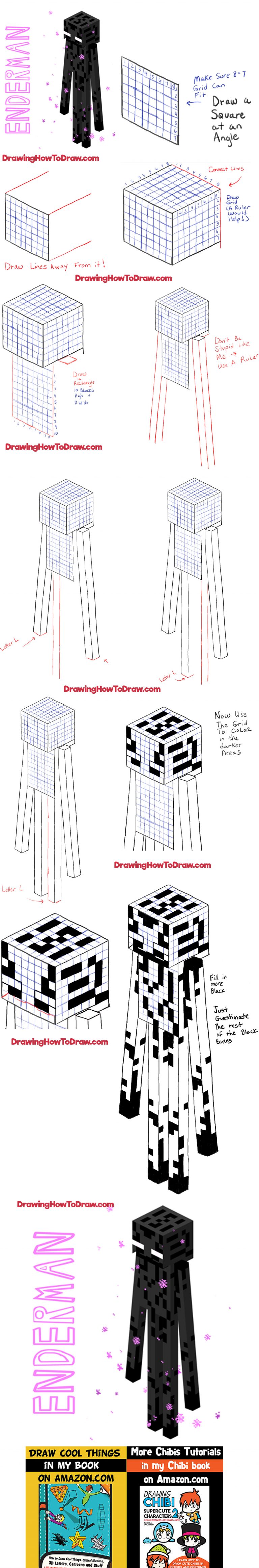 How to Draw Enderman from Minecraft Drawing Tutorial – How to Draw Step ...