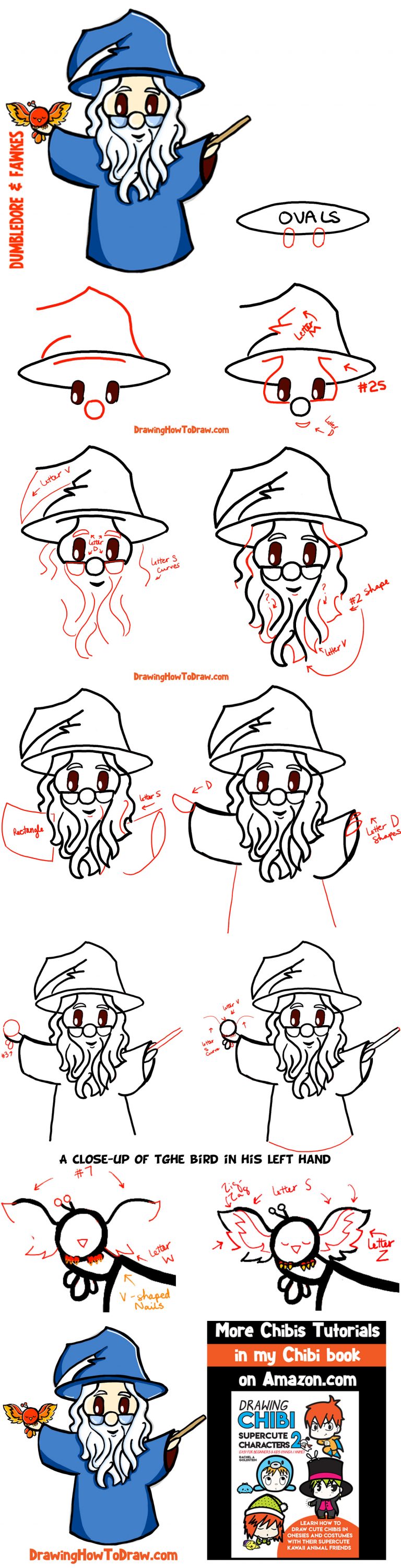 How to Draw Cute Chibi Dumbledore and Fawkes from Harry Potter – How to ...