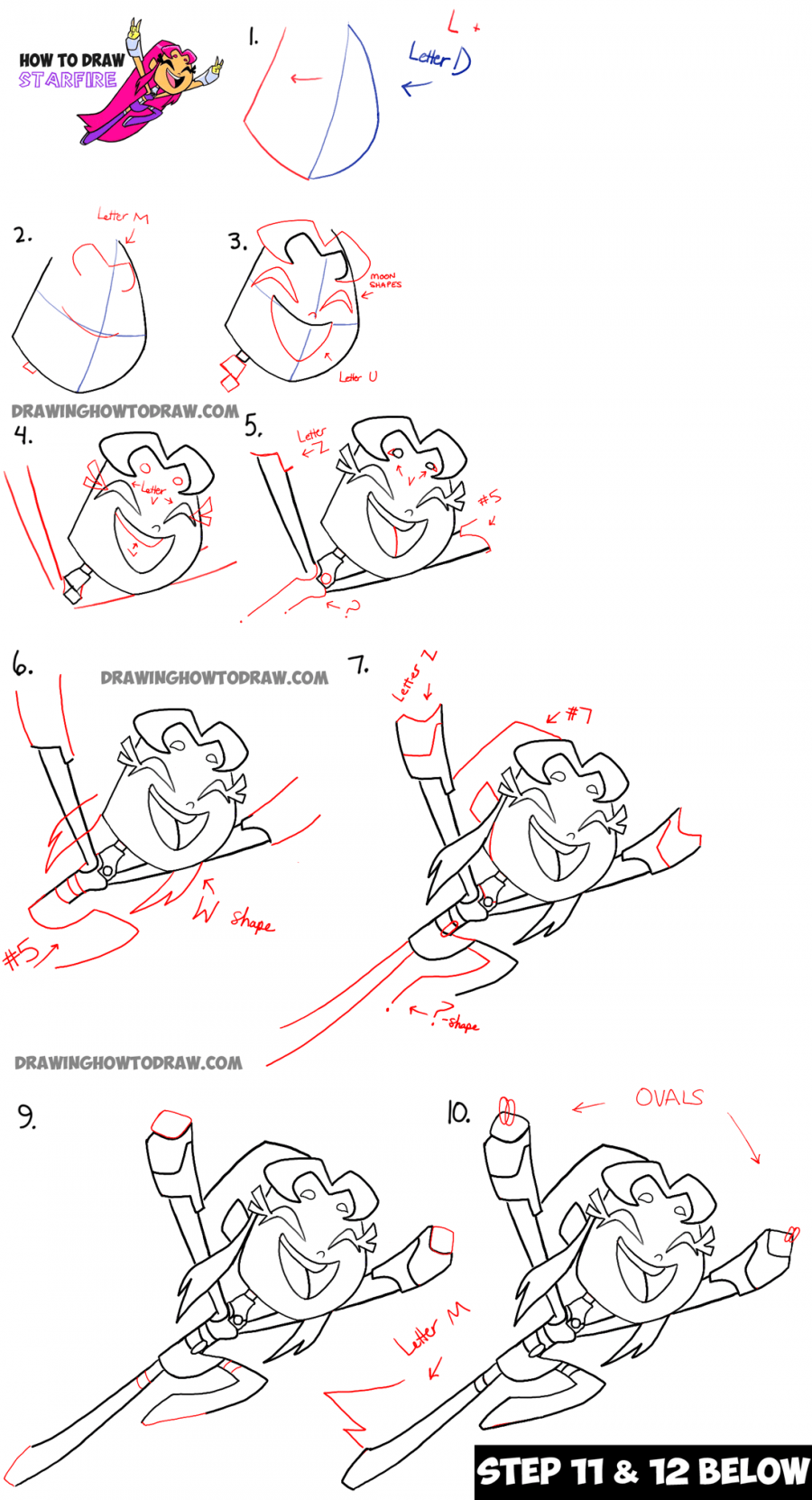 How to Draw Starfire from Teen Titans Go with Easy Step by Step Drawing ...