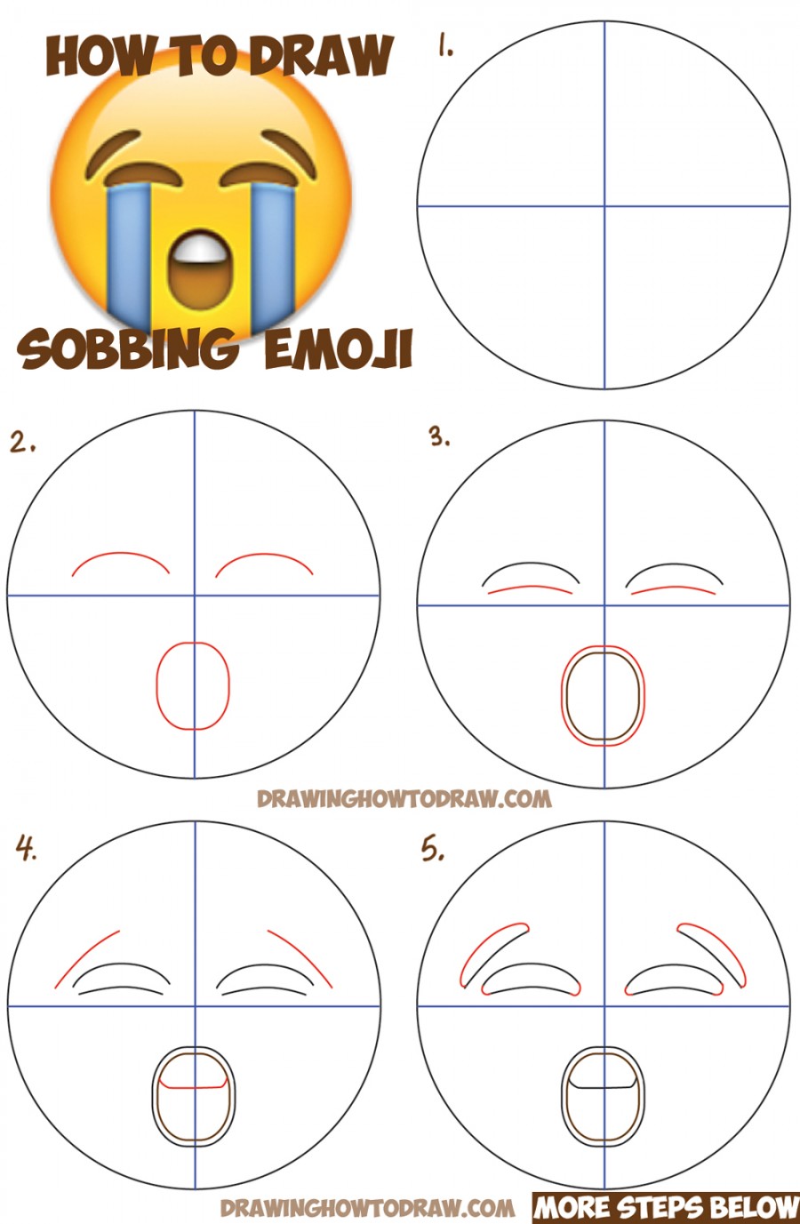 How to Draw Sobbing Crying Emoji Face with Easy Steps Lesson – How to ...