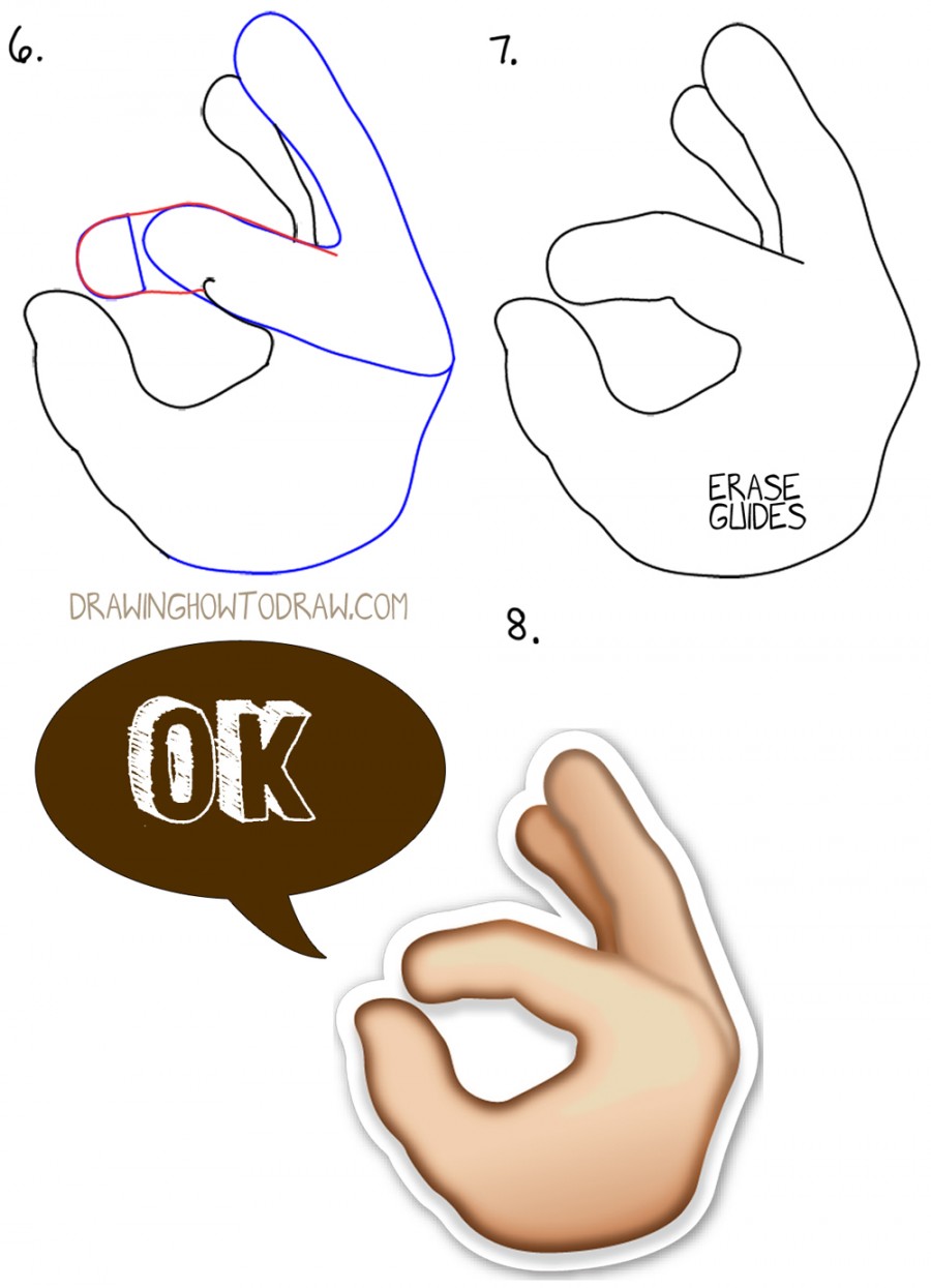 How to Draw OK Hand Emoji with Easy Steps Drawing Lesson – How to Draw ...