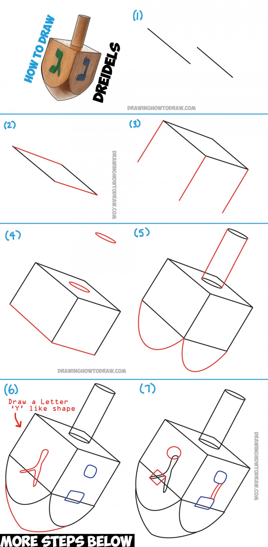 How to Draw a Dreidel for Hanukkah (Chanukah) Easy Step by Step Drawing ...