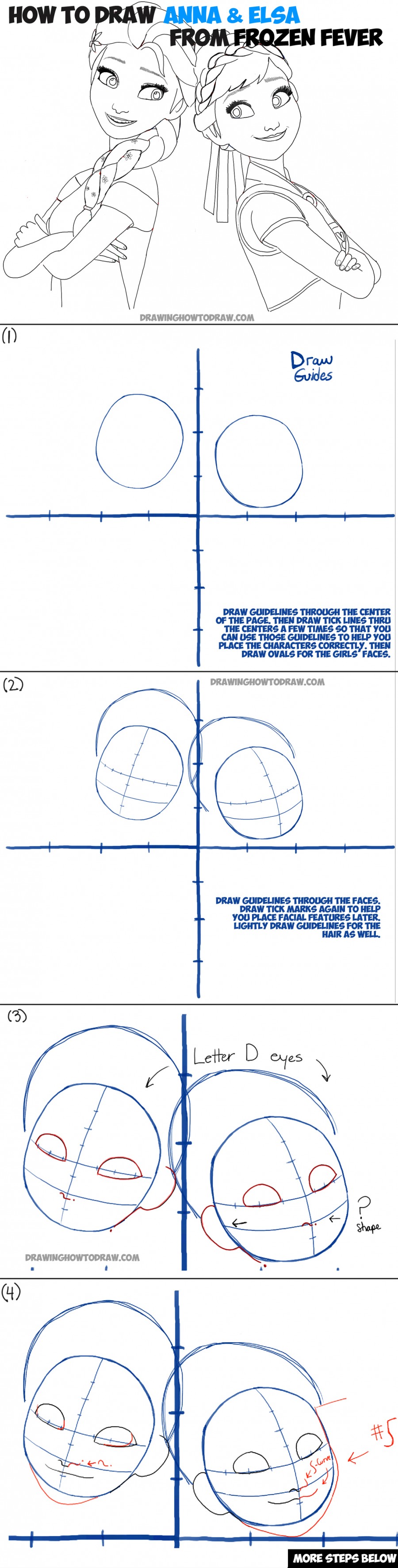 How to Draw Anna and Elsa from Disney’s Frozen Fever with Easy Steps ...