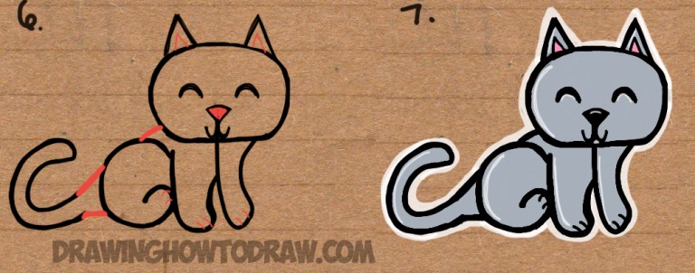 How to Draw a Cat from the word Cat Easy Drawing Tutorial for Kids ...