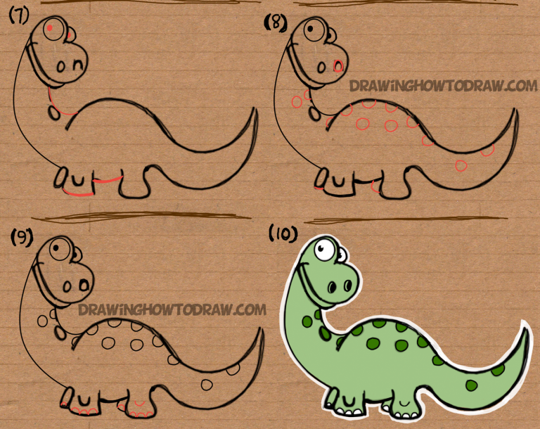 How to Draw a Cartoon Brontosaurus from the Word Brontosaurus Easy ...