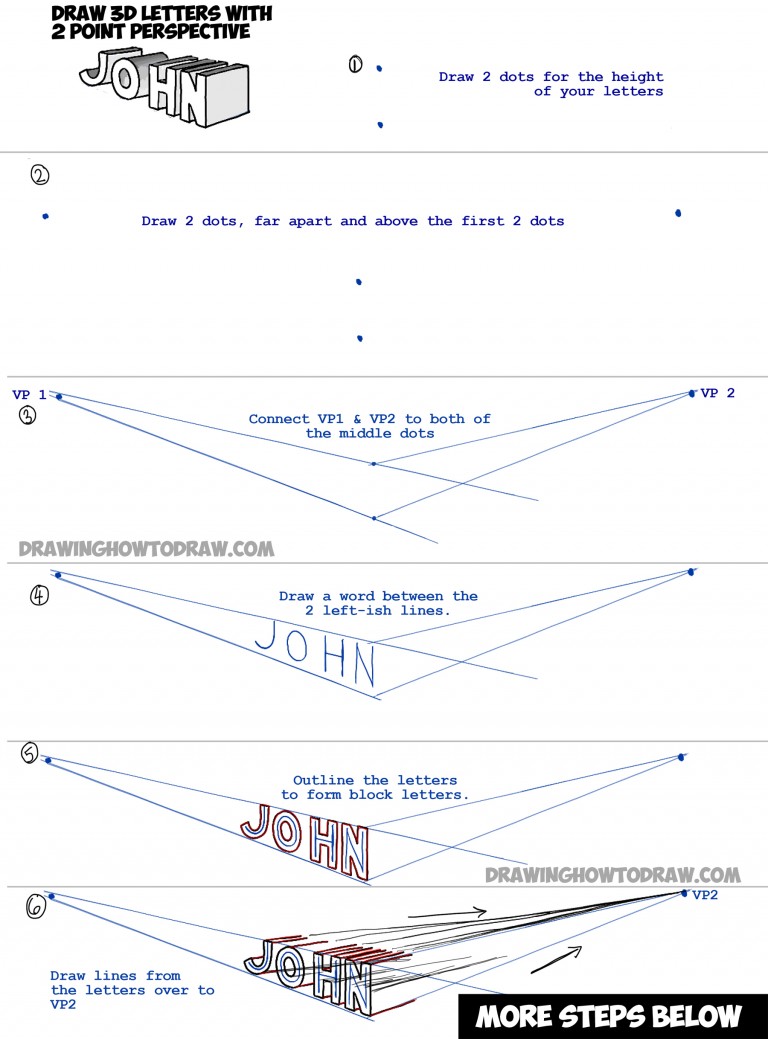 How to Draw 3-Dimensional Letters with 2 Point Perspective – Simple ...