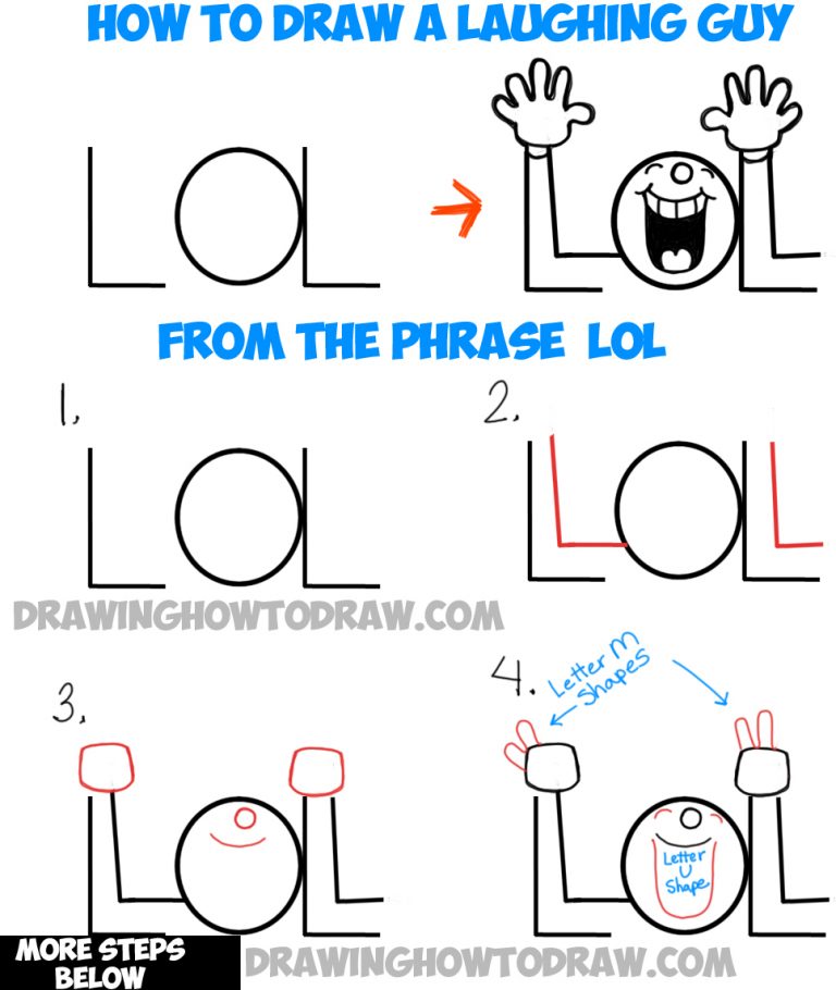 How to Draw LOL Laughing Guy from the Word LOL – Easy Step by Step ...