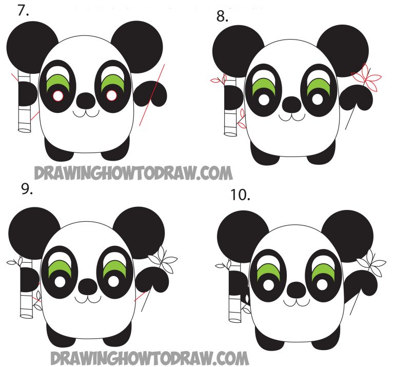 How to Draw Cartoon Pandas from the Word Panda Step by Step Tutorial ...