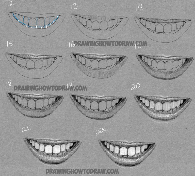 How to Draw a Mouth Full of Teeth : Drawing a Smiling Mouth and Teeth ...