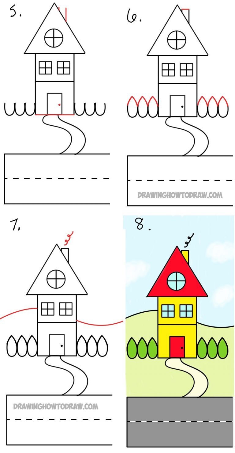 How to Draw a Cartoon House from the word HOUSE : an Easy Word Cartoon ...