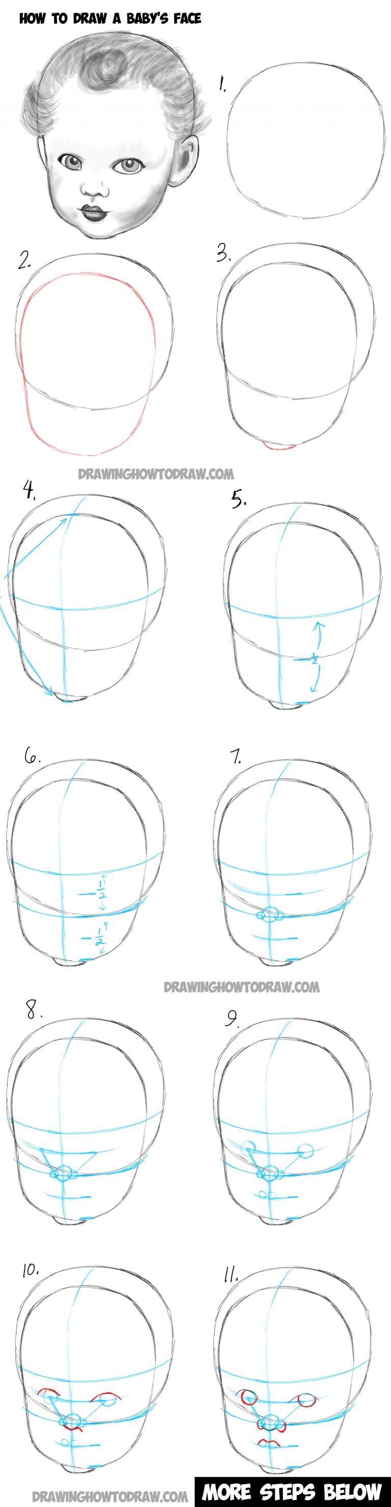 How to Draw a Baby’s Face : Drawing Infant Faces with Step by Step ...