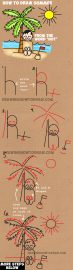 How to Draw a Cartoon Summer Beach Scene from the Word Hot – Easy ...