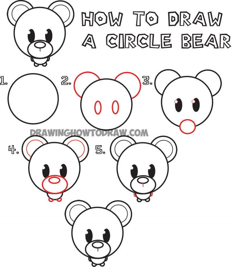 Big Guide to Drawing Cute Circle Animals Easy Step by Step Drawing ...