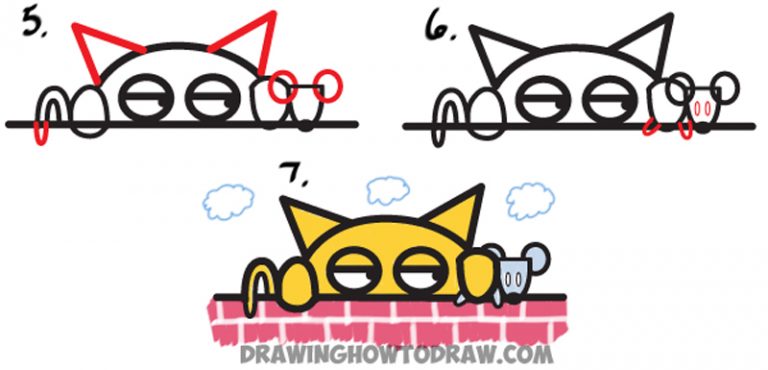 How to Draw Cartoon Cat Catching Mouse from the Word Meow – How to Draw ...