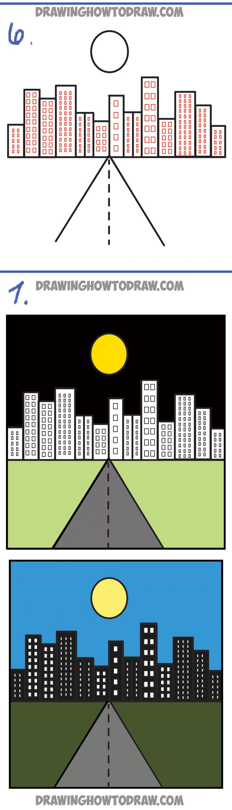 How to Draw a City from the Word City : Word Cartoon Drawing Tutorial ...