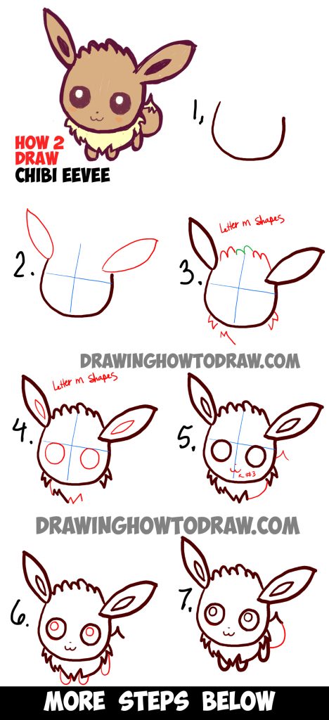 How to Draw Cute Baby Chibi Eevee from Pokemon Easy Step by Step Drawing Tutorial – How to Draw ...