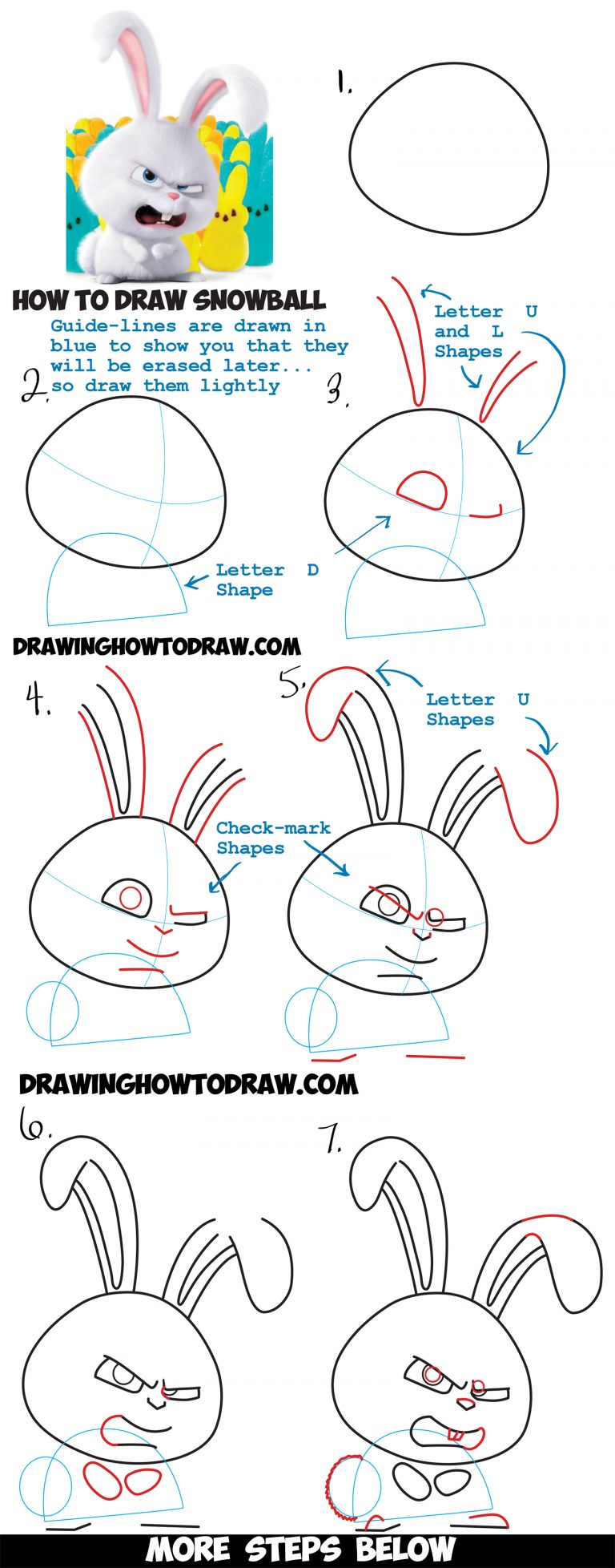 How to Draw Snowball the Bunny Rabbit from The Secret Life of Pets ...