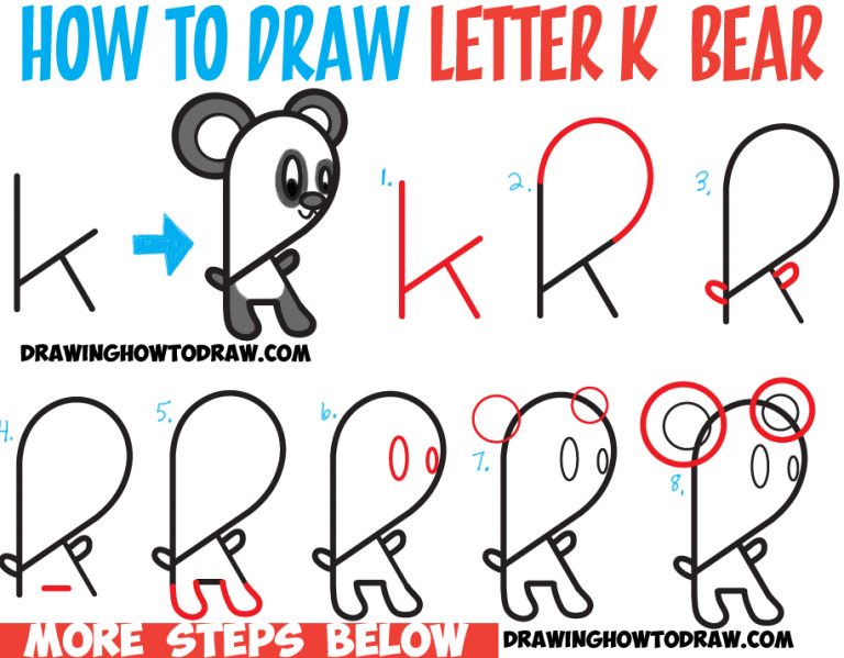 Huge Guide to Drawing Cartoon Characters from Lowercase Letter k – Easy ...