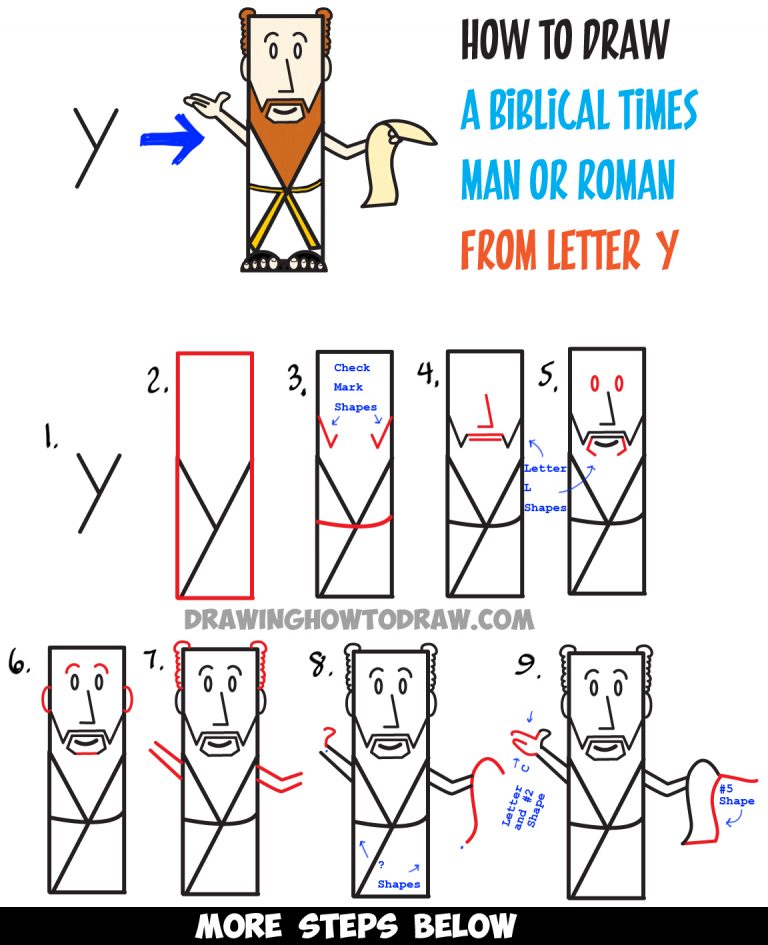 How to Draw a Man from Ancient Rome or Biblical Times from Letter Y ...