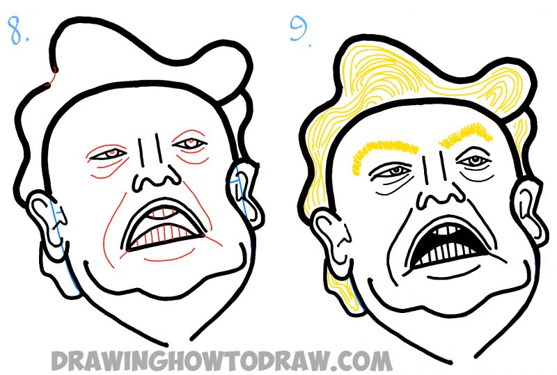 How to Draw Donald Trump Caricature or Illustration – Step by Step ...